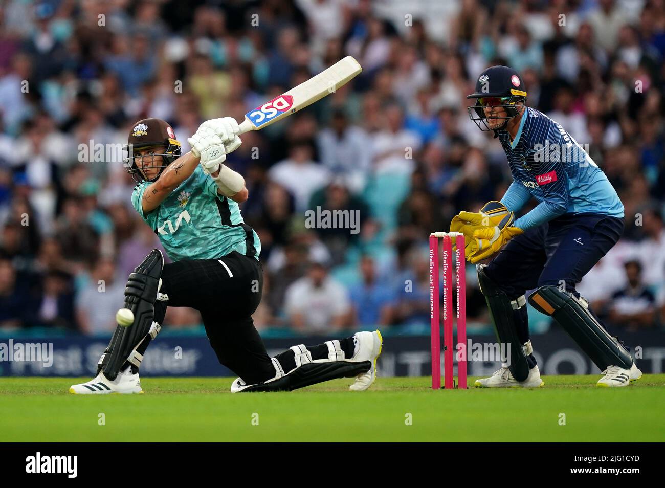 Surreys Tom Curran hat beim Viertelfinalspiel „Vitality Blast T20“ im ...