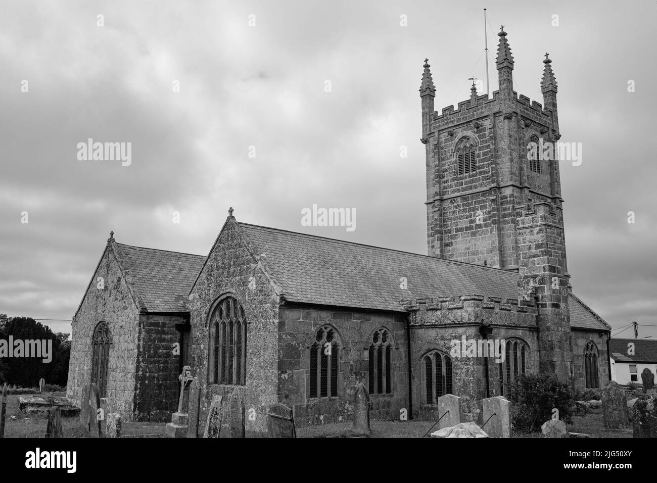 Blick in und um St. Breaca Parish Church in Breage, Helston, Cornwall ...