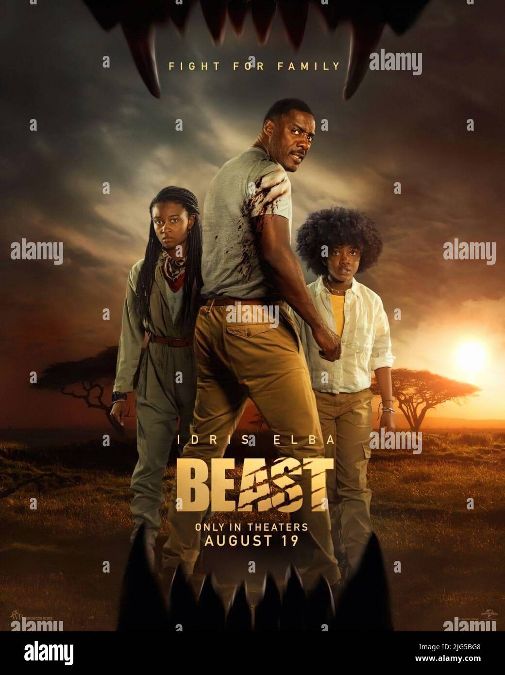 BEAST, US Advance Poster, von links: Iyana Halley, Idris Elba, Leah ...