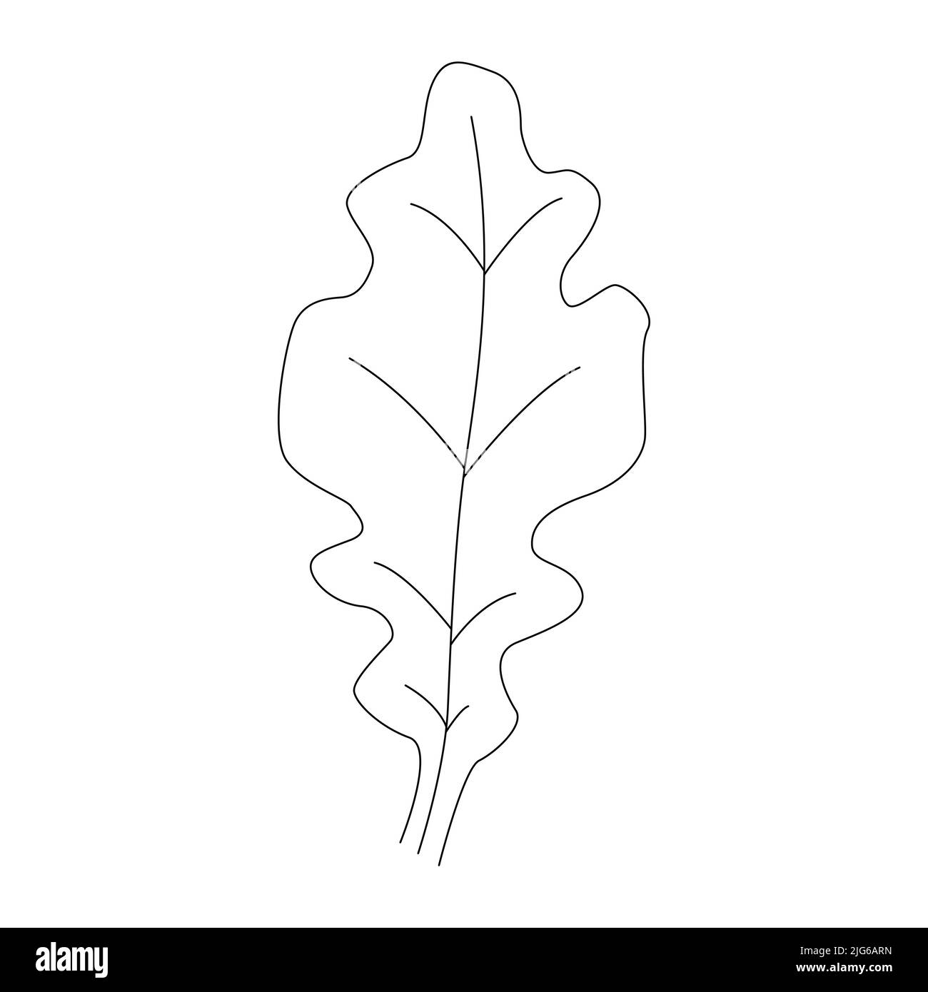 Lineares Symbol mit Eichenlaub. Dünne Linien. Konturvektor ...