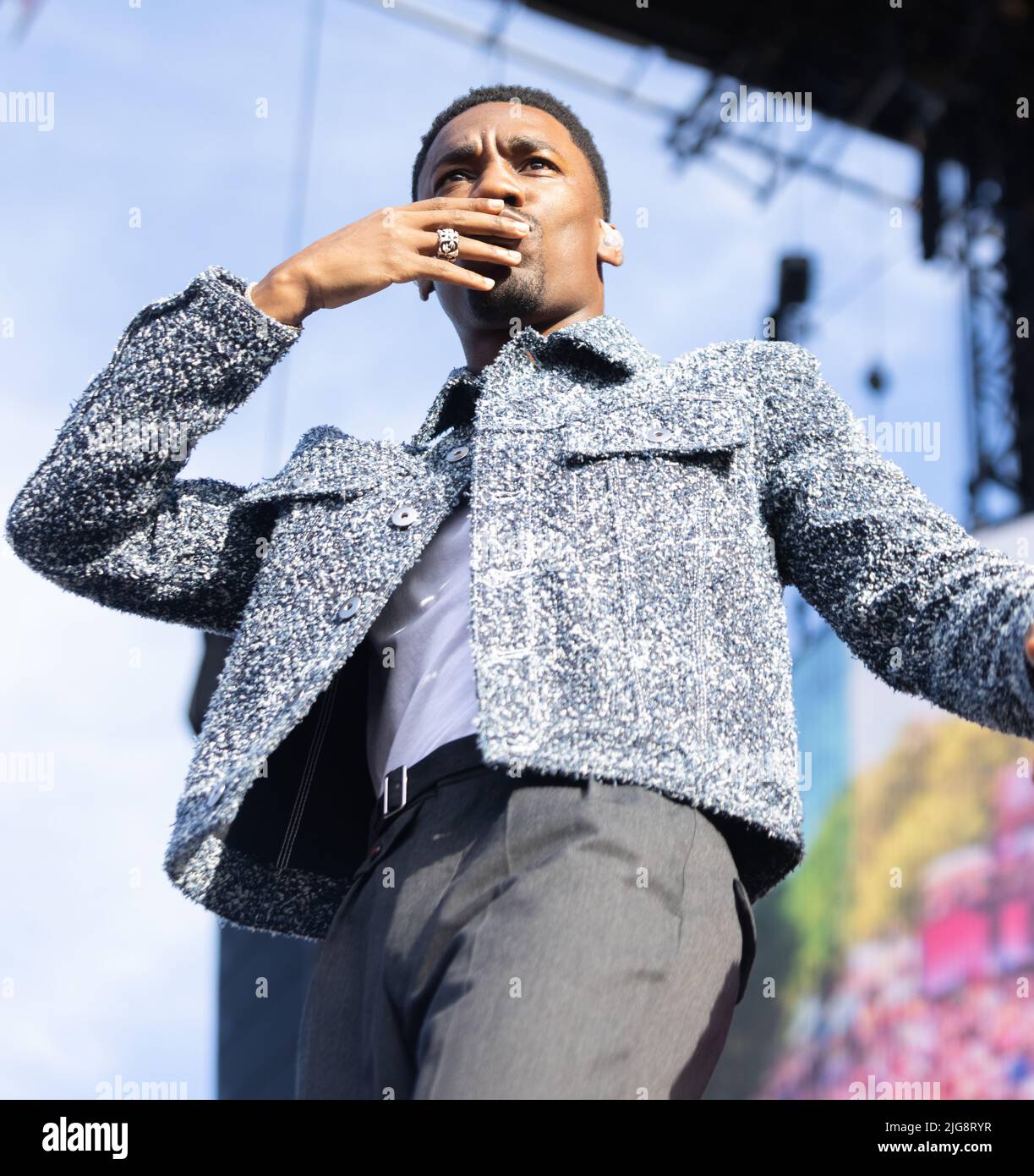 Giveon tritt beim Wireless Festival im Finsbury Park in London auf. Bilddatum: Freitag, 8. Juli ...