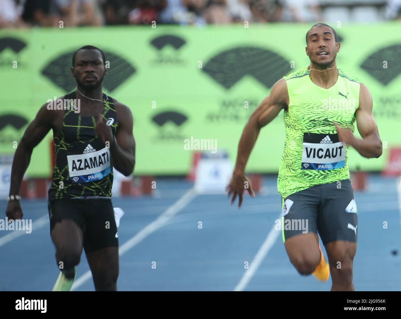 Benjamin Azamati aus Ghana und Jimmy Vicaut aus Frankreich, 100 M ...