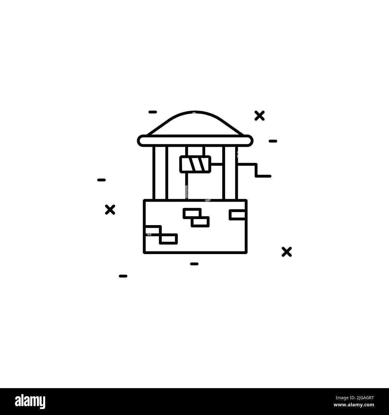 Well-Symbol. Einfache dünne Linie, Umrissvektor der Landwirtschaft ...