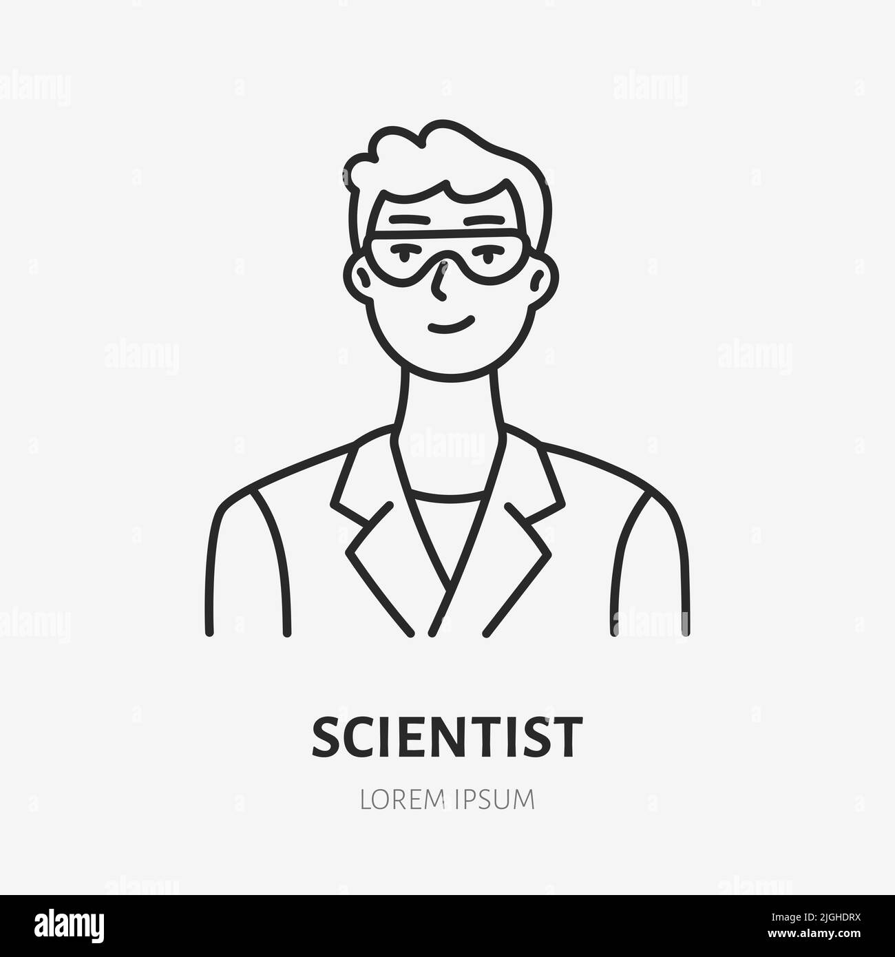 Symbol für die Doodle-Linie des Wissenschaftlers. Vektor dünne ...