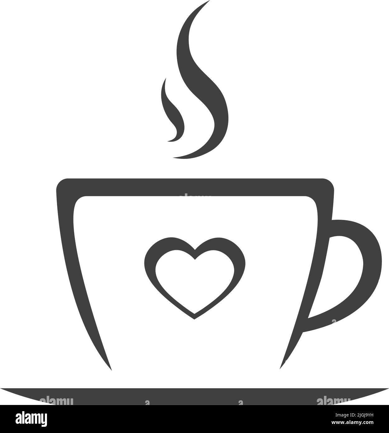 Schwarzes Symbol einer Tasse mit einem heißen Getränk. Tee oder Kaffee ...