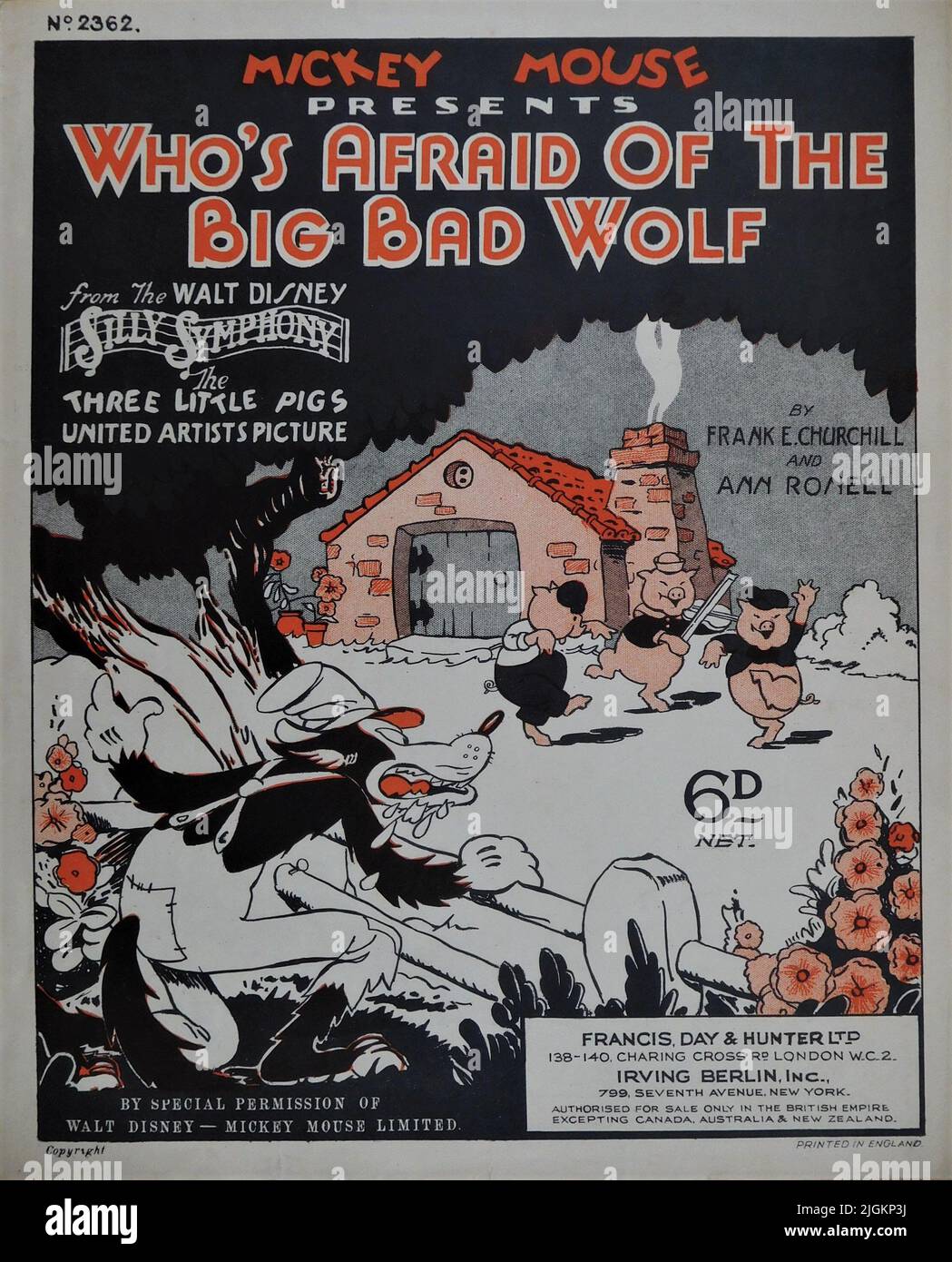 Britische Notenblätter zu dem Song Who's Afraid of the Big Bad Wolf aus ...