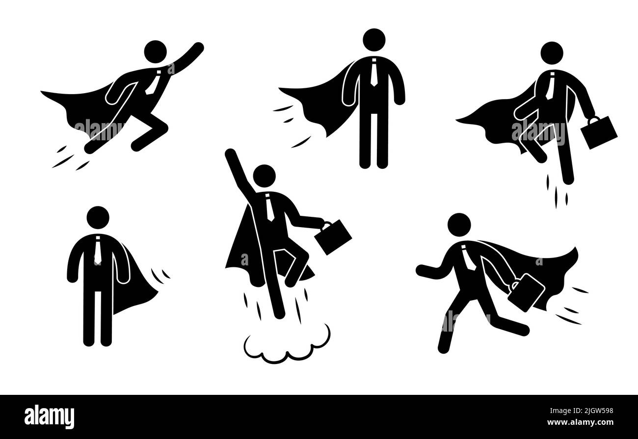 Superhelden Business Piktogramm Mann Icon Set. Superhelden ...