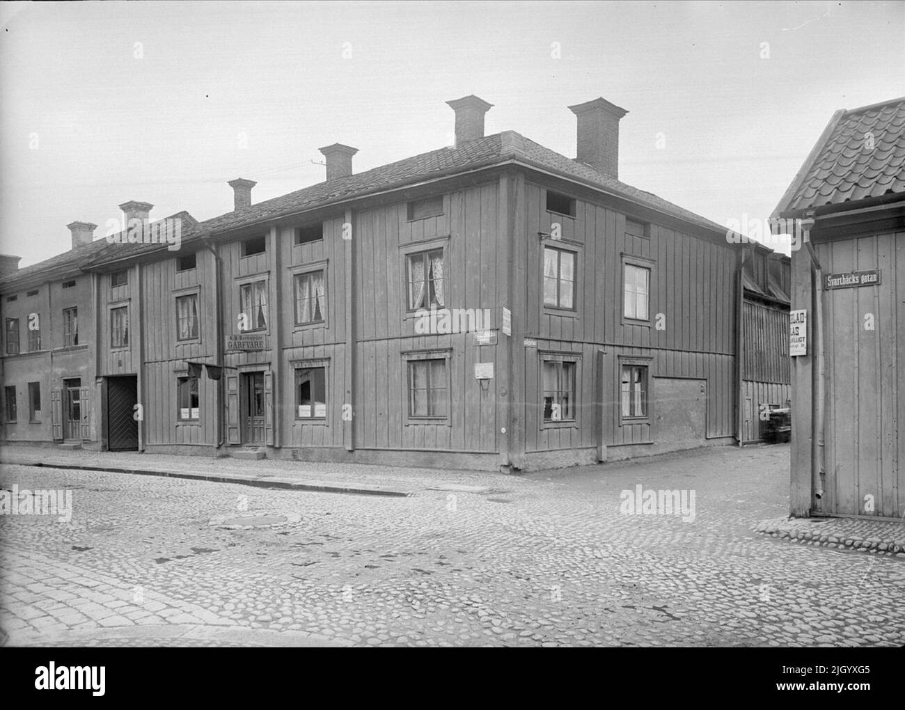 Svartbäcksgatan - Skolgatan, Dragarbrunn, Uppsara im Jahr 1901. Das ...