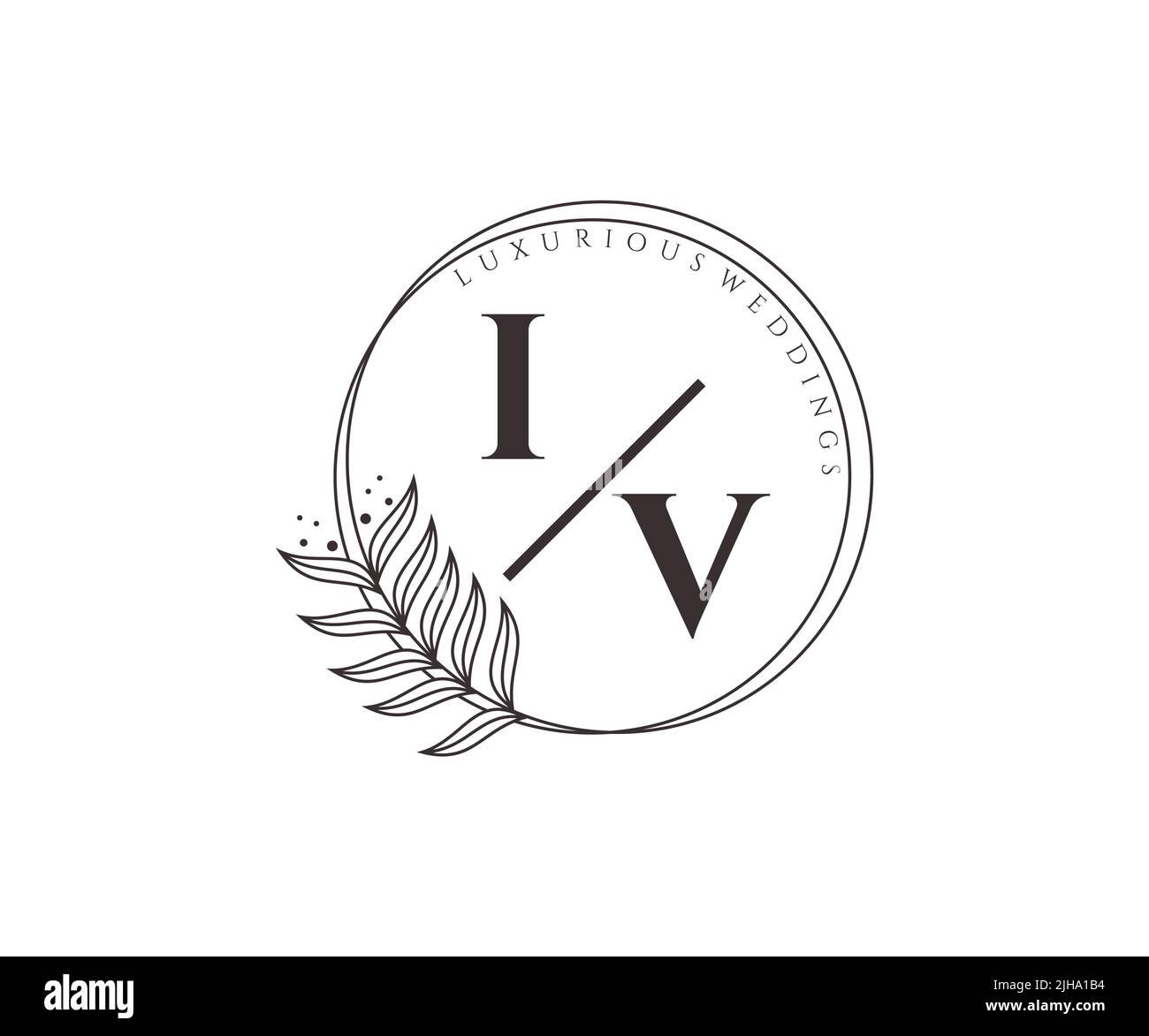IV Initialen Brief Hochzeit Monogramm Logos Vorlage, handgezeichnete ...