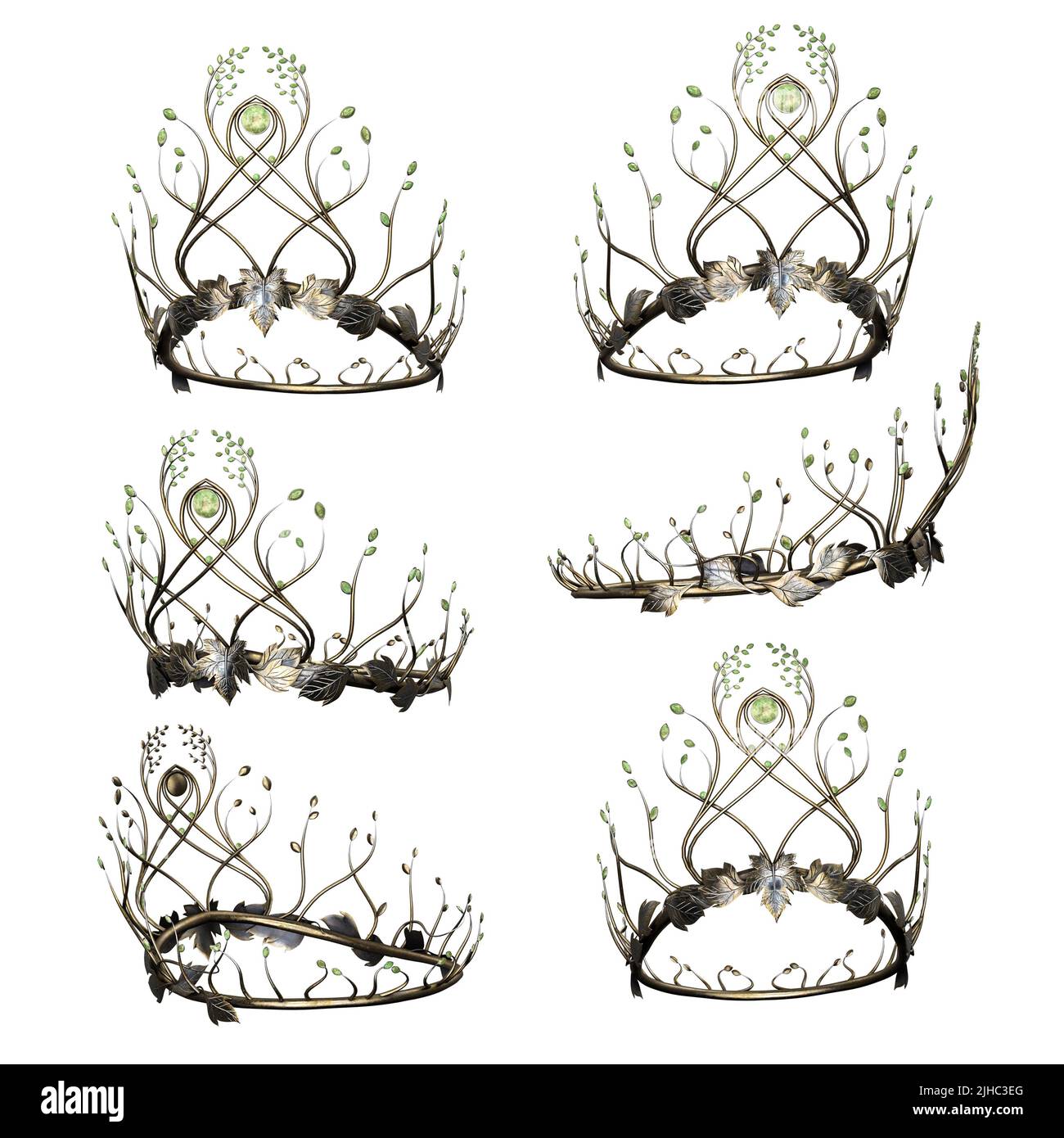 Kunstvoll verzierte, aufwendig brünierte Metall-Fantasy-Krone mit ...