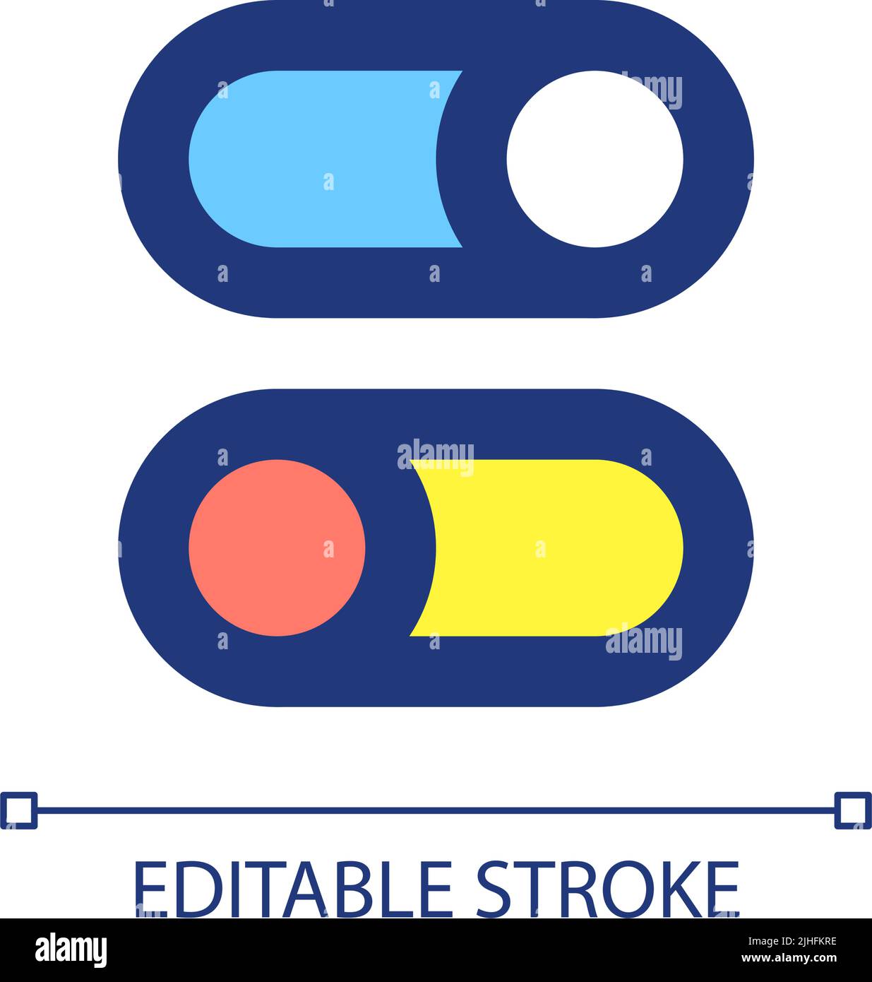 Ein- und Ausschalten der Tasten Pixel Perfect RGB Color ui-Symbol Stock-Vektorgrafik - Alamy