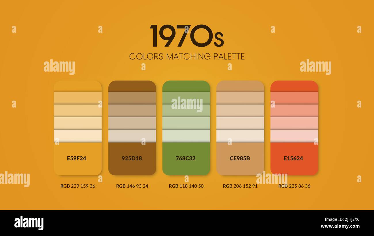 Ideen für 1970er Farbschemata. Kombinationen von Farbtrends und ...