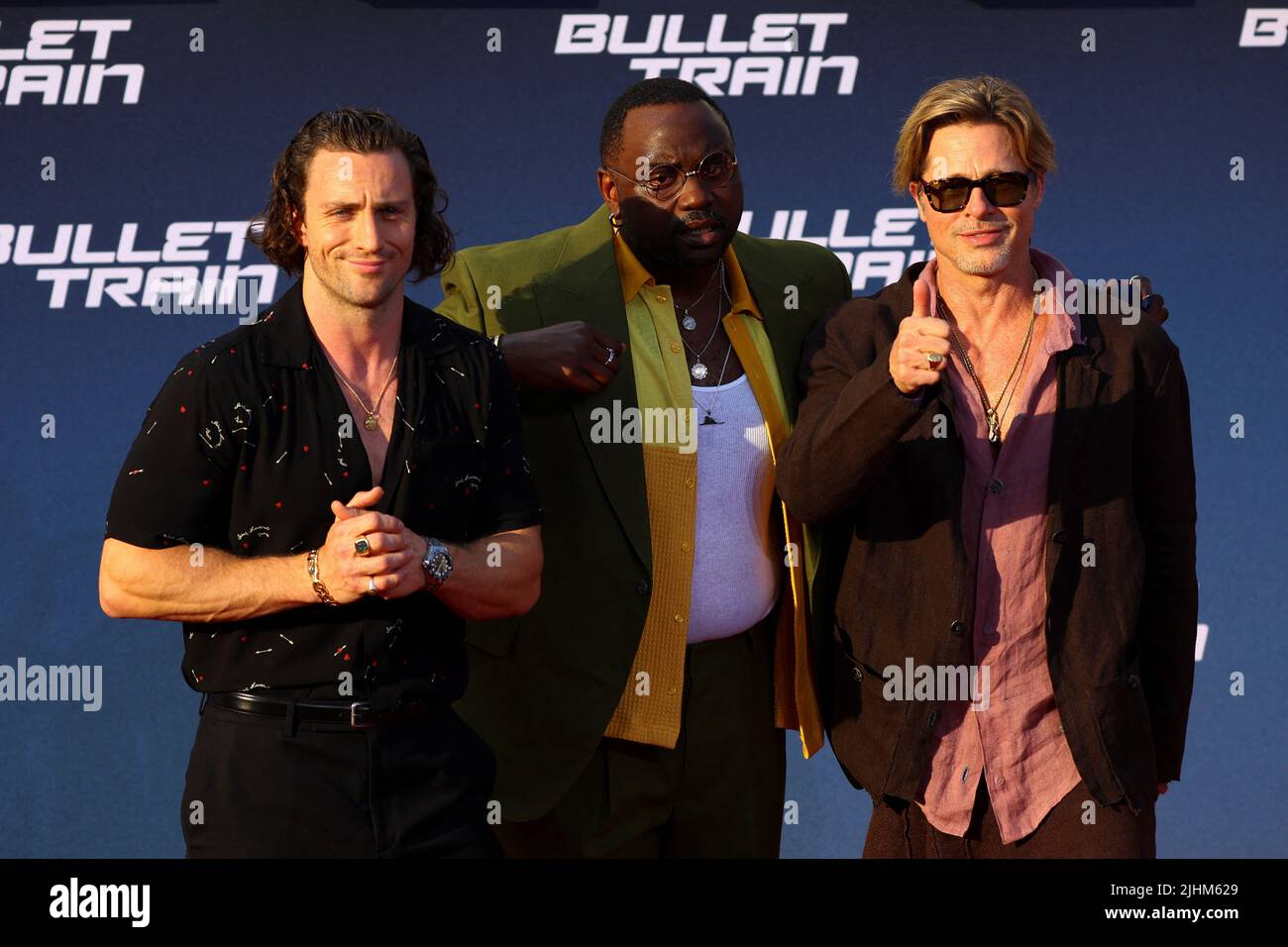 Die Schauspieler Brad Pitt, Brian Tyree Henry und Aaron Taylor-Johnson ...
