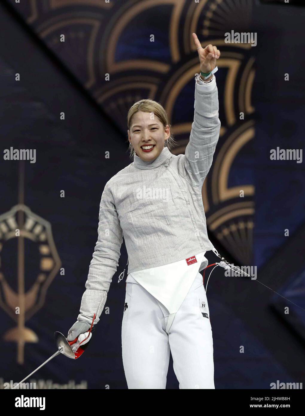 Kairo, Ägypten. 20.. Juli 2022. Emura Misaki aus Japan feiert, nachdem ...