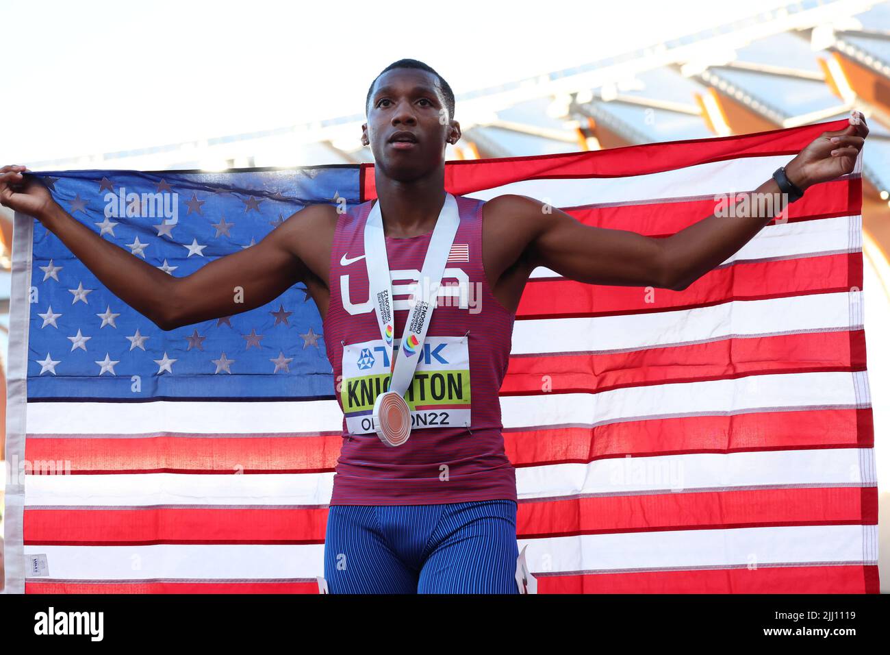 Hayward Field, Eugene, Oregon, USA. 21.. Juli 2022. Erriyon Knighton ...