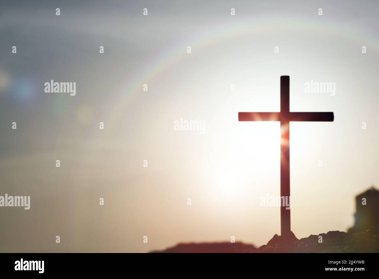 Der Hintergrund des heiligen Kreuzes, das den Tod und die Auferstehung ...