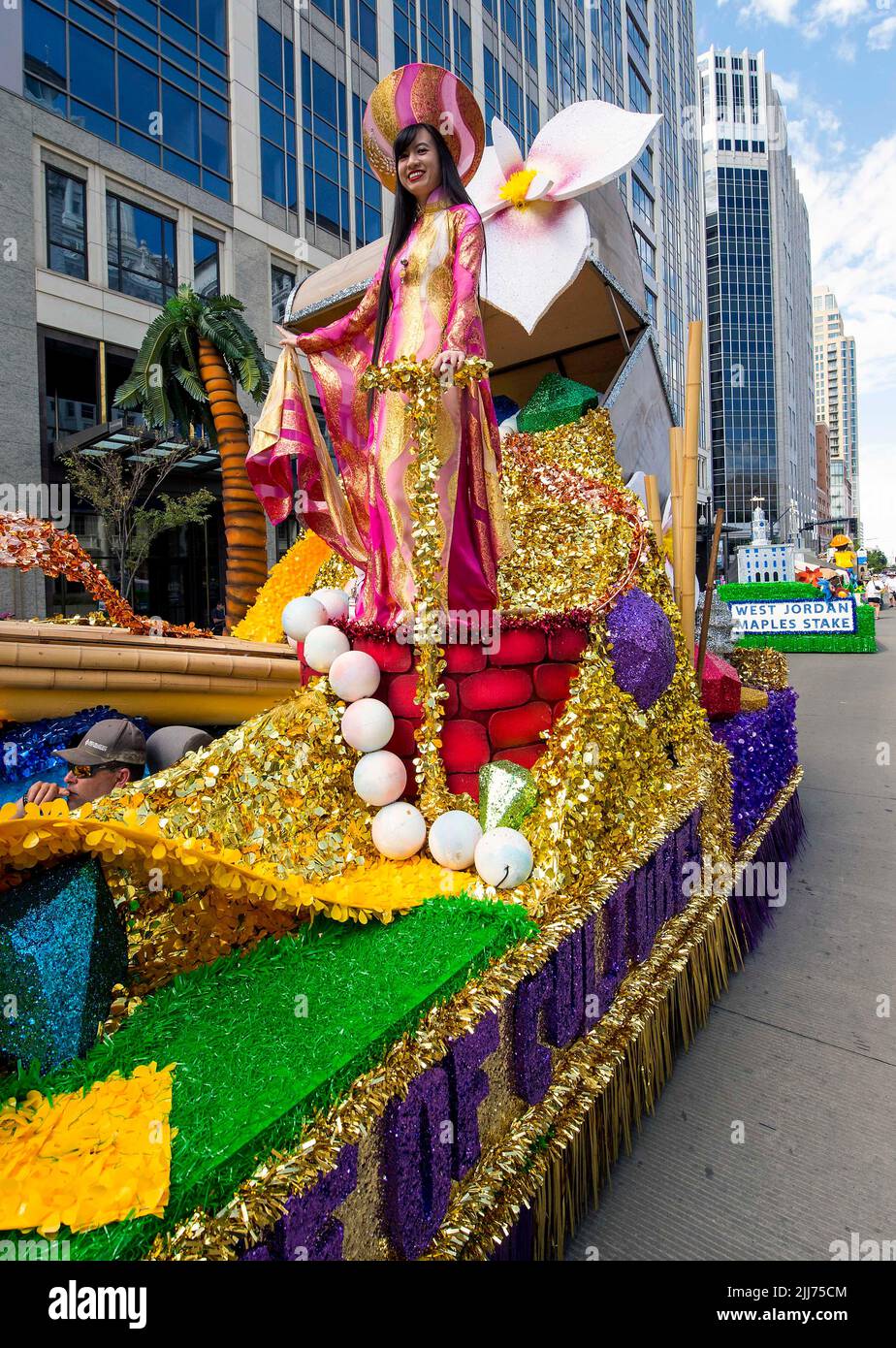 Salt Lake City, Utah, USA. 23.. Juli 2022. Die jährliche Parade zum Pioneer Day 47, die an die ...