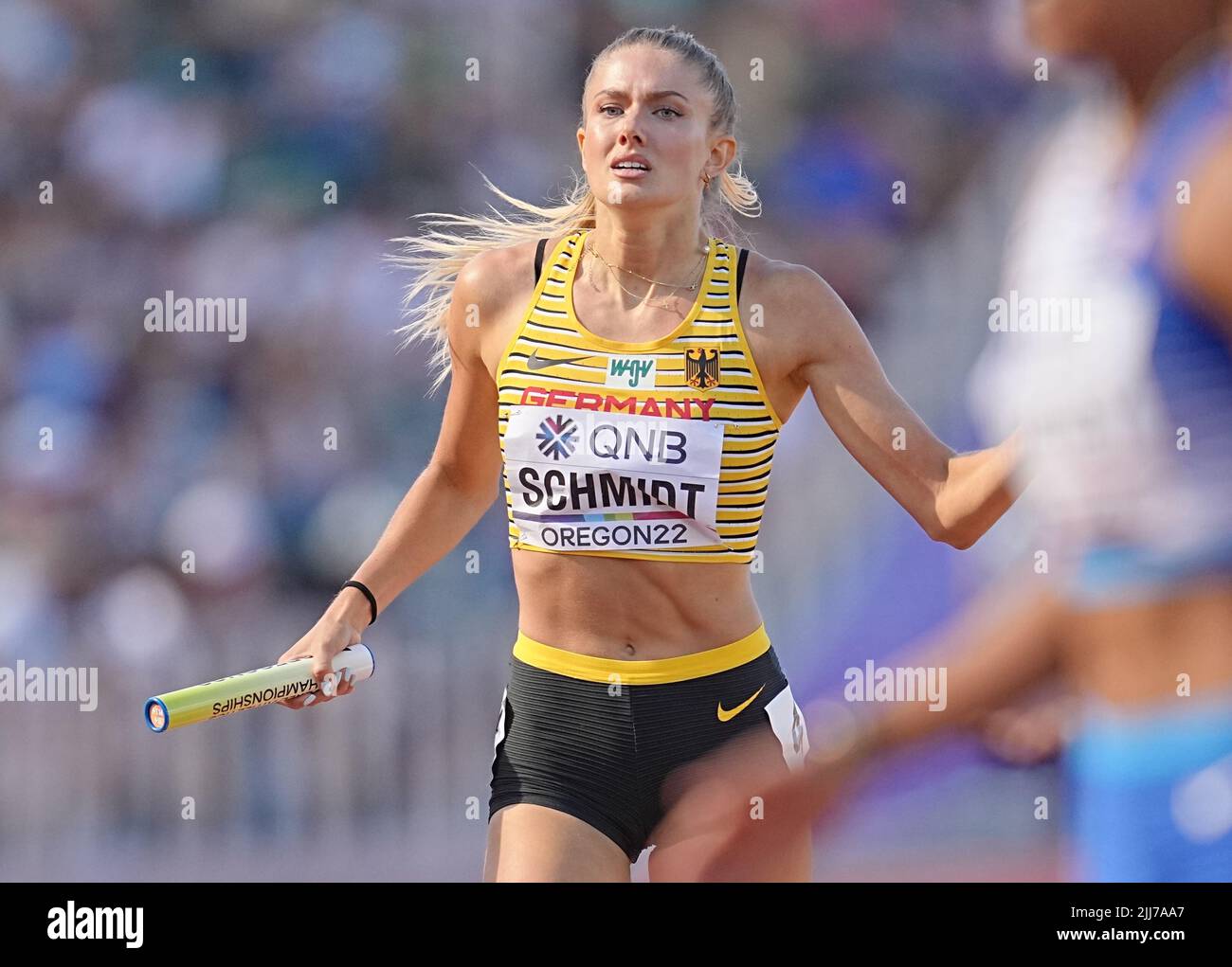 Eugene, USA. 23.. Juli 2022. Leichtathletik: Weltmeisterschaften, 4x400 ...