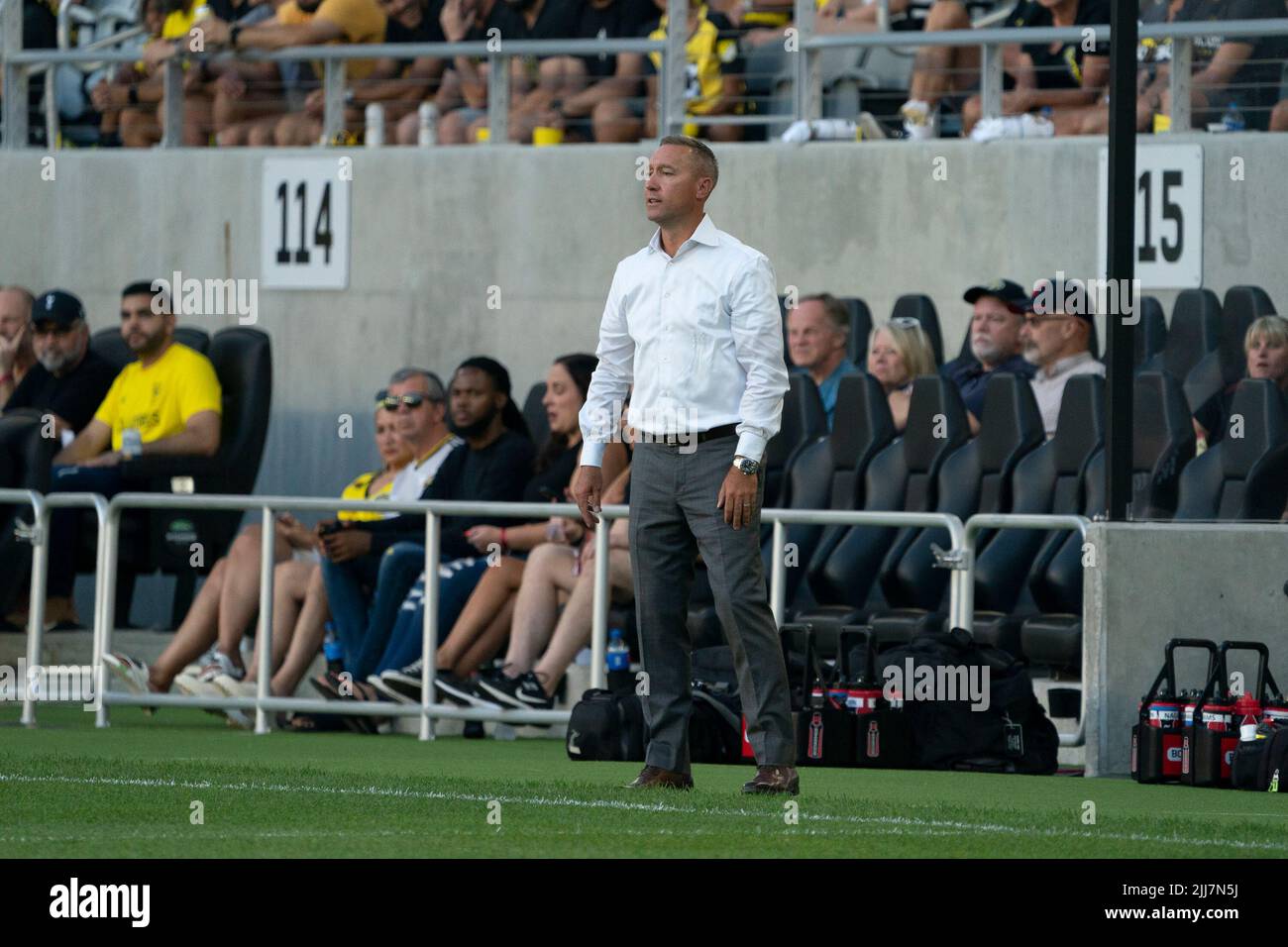 COLUMBUS, OH - 23. JULI: Columbus Crew Head Coach Caleb Porter während ...