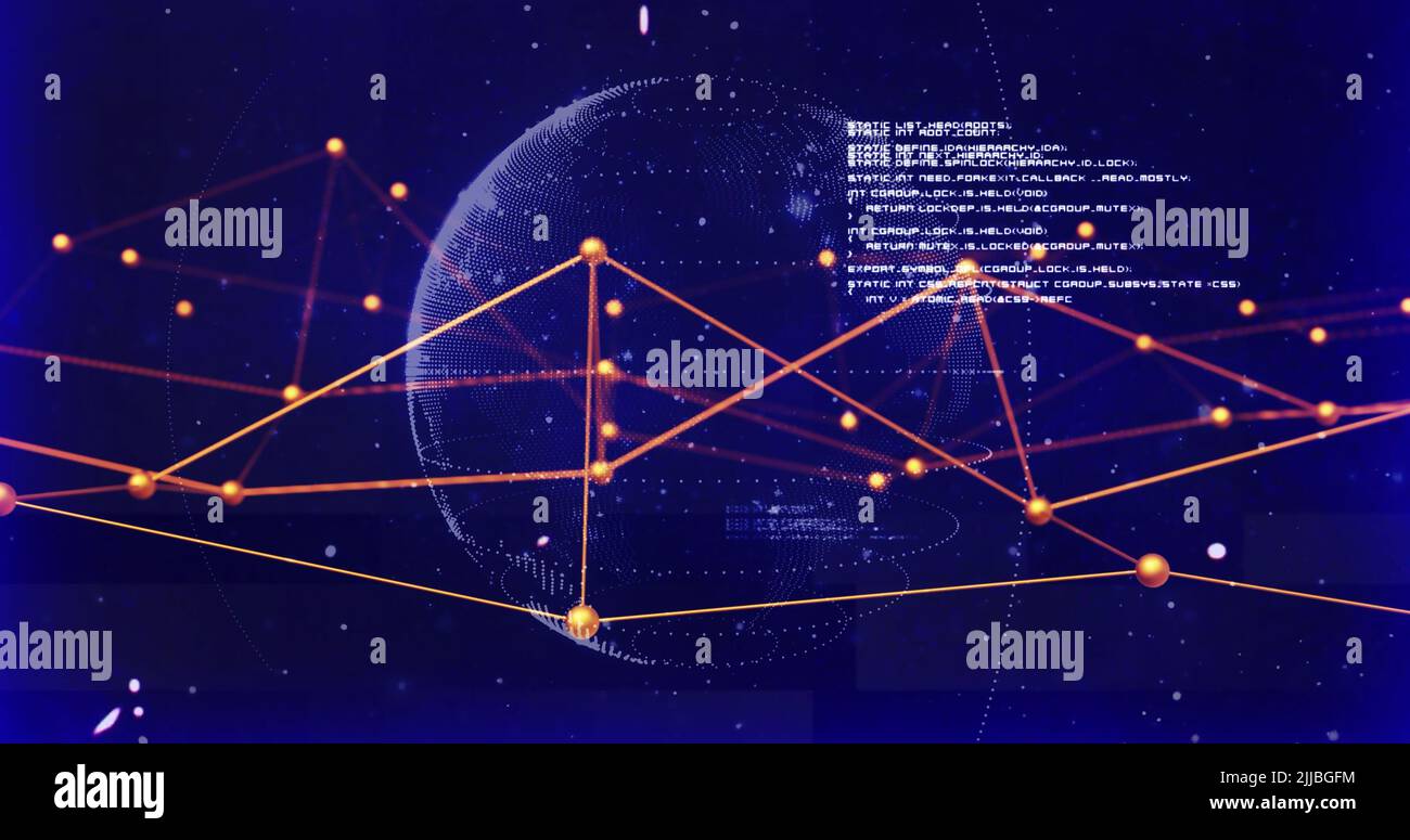Bild eines Netzwerks von Verbindungen und Datenverarbeitung über den ...