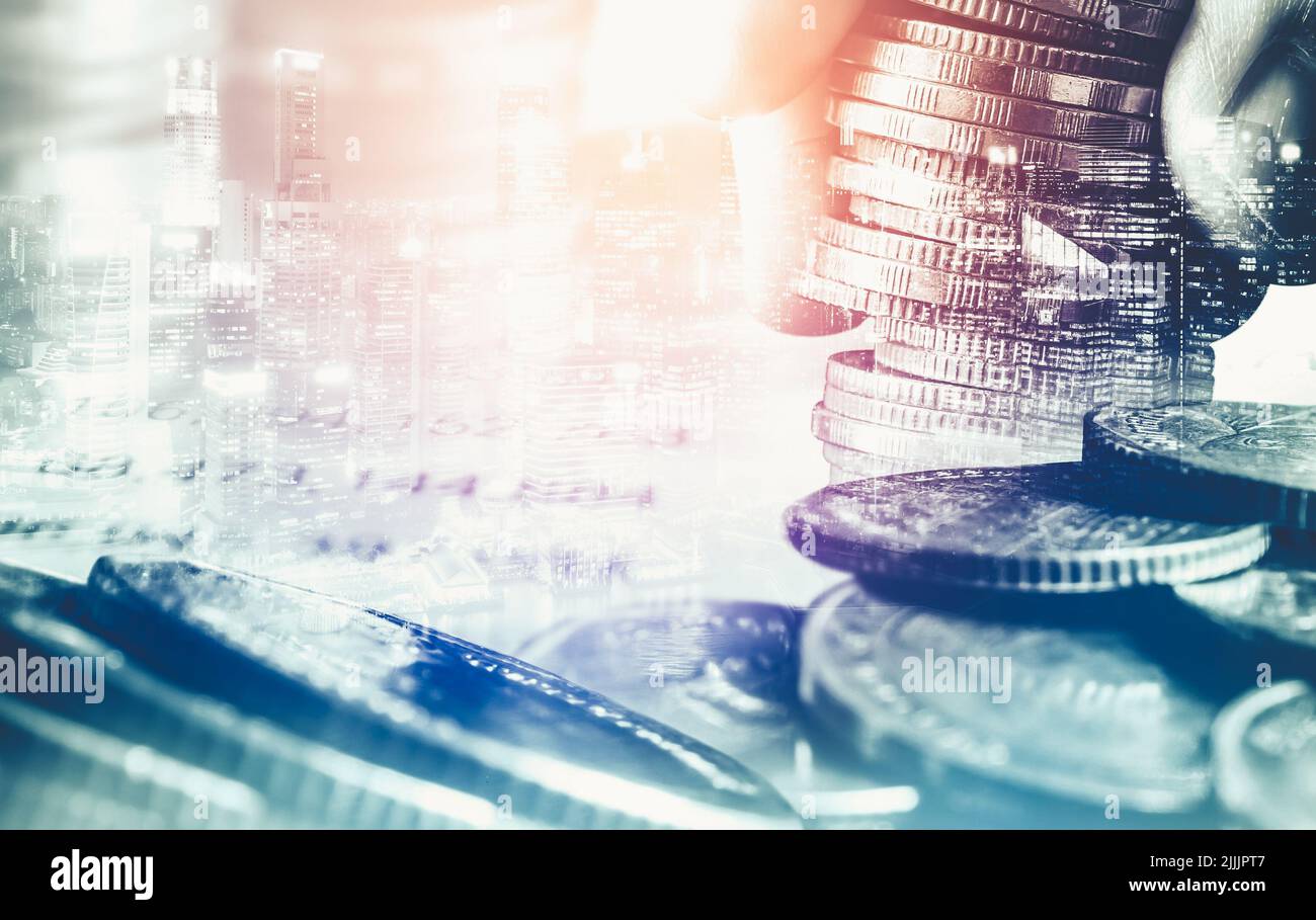 Finanz- und Geldtechnologie Hintergrundkonzept von Business Prosperity und Asset Management ...