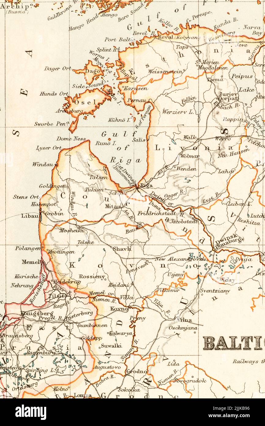 1897 atlas-Karte der baltischen staaten - Estland, Lettland (Livland ...