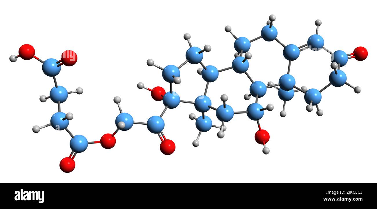 3D Bild der Skelettformel von Hydrocortison hemicuccinat ...
