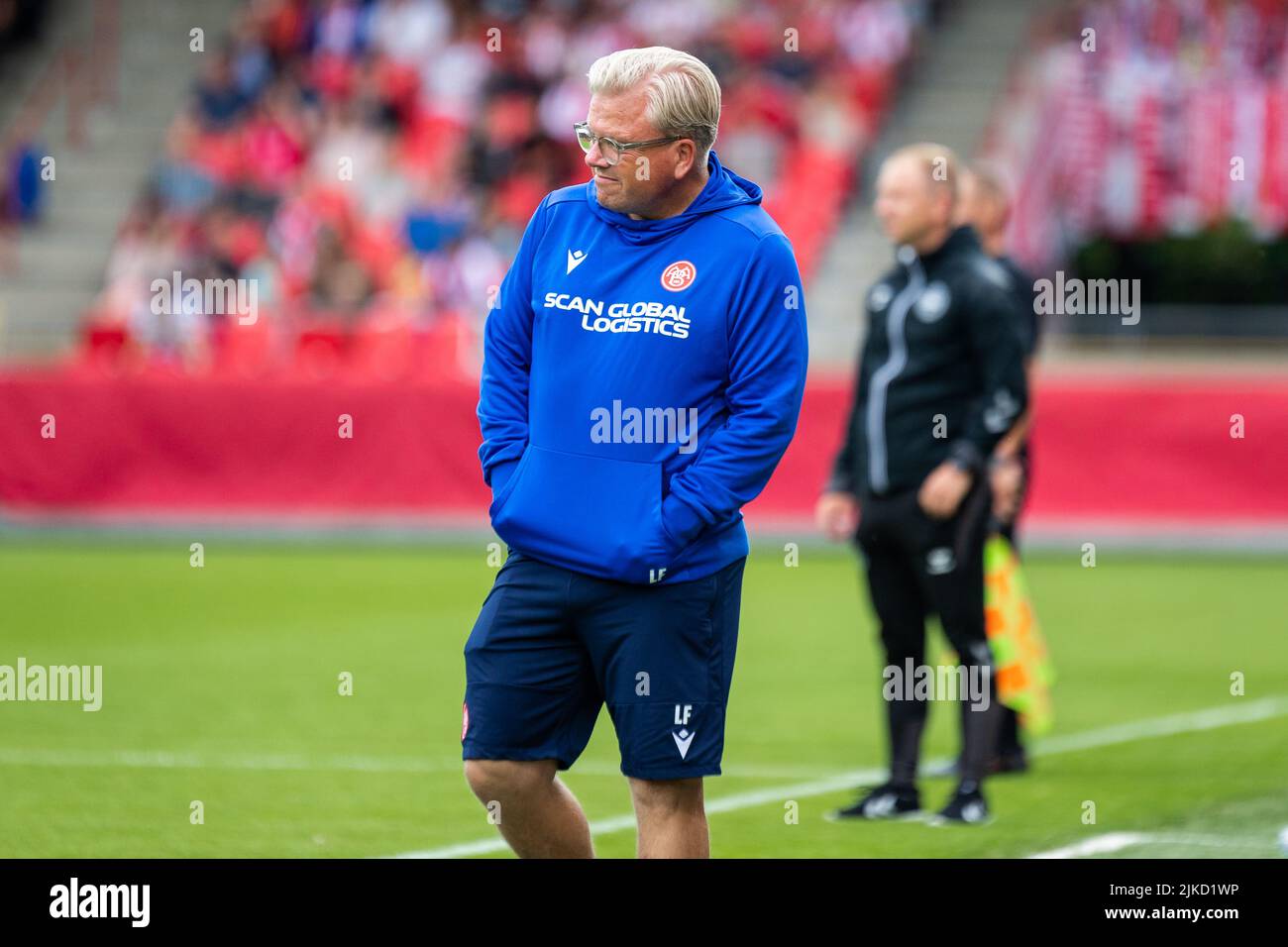 Aalborg, Dänemark. 31., Juli 2022. Cheftrainer Lars Friis von AAB beim ...