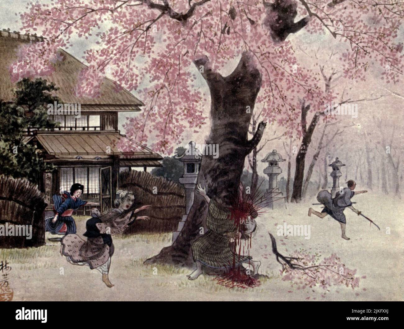 Jirohei klammert sich sogar im Tod an den Kirschbaum aus der Geschichte ...