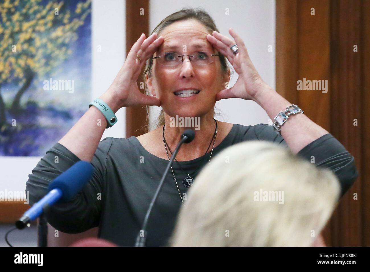 Austin, Texas, USA. 2. August 2022. SCARLETT LEWIS, Mutter des 6 ...