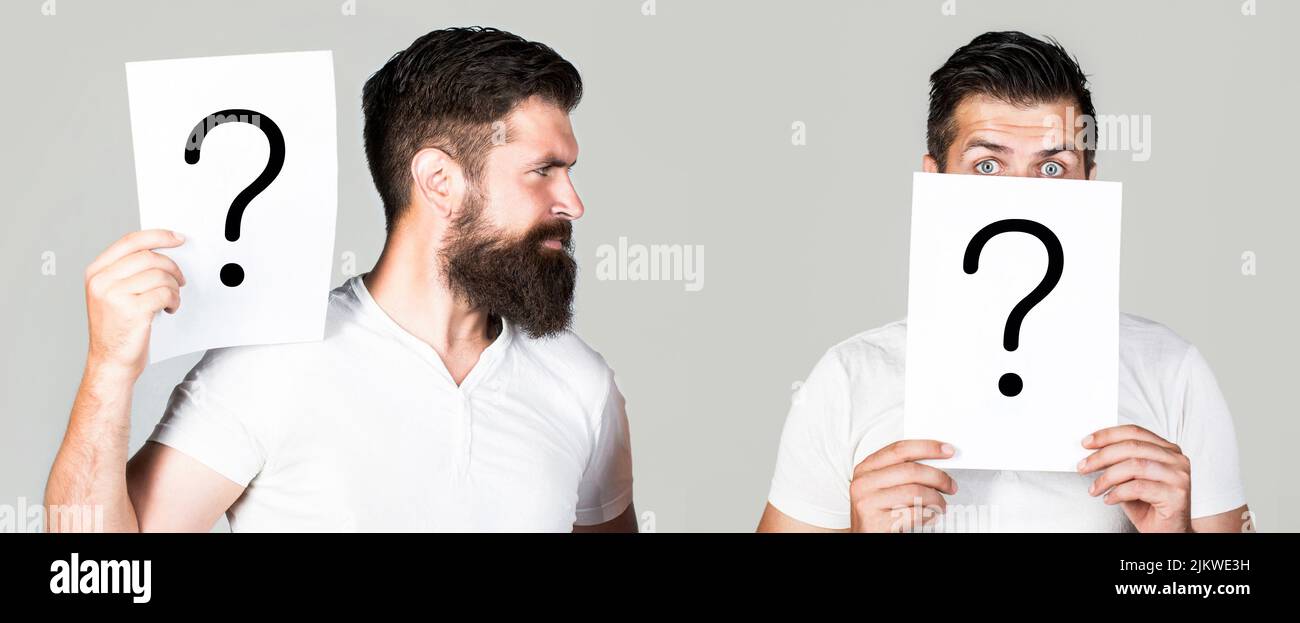 Mann eine Frage, anonym, incognita. Fragezeichen, Symbol. Mann mit ...