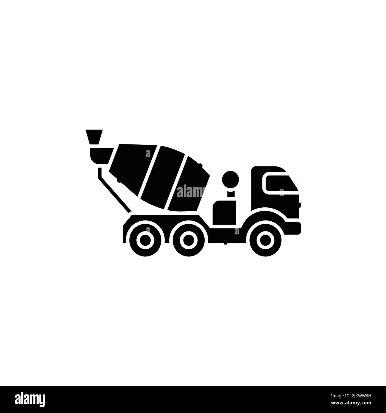 LKW-Schild für Beton, Symbol für farbige Linie. Straßenbau. Piktogramm ...