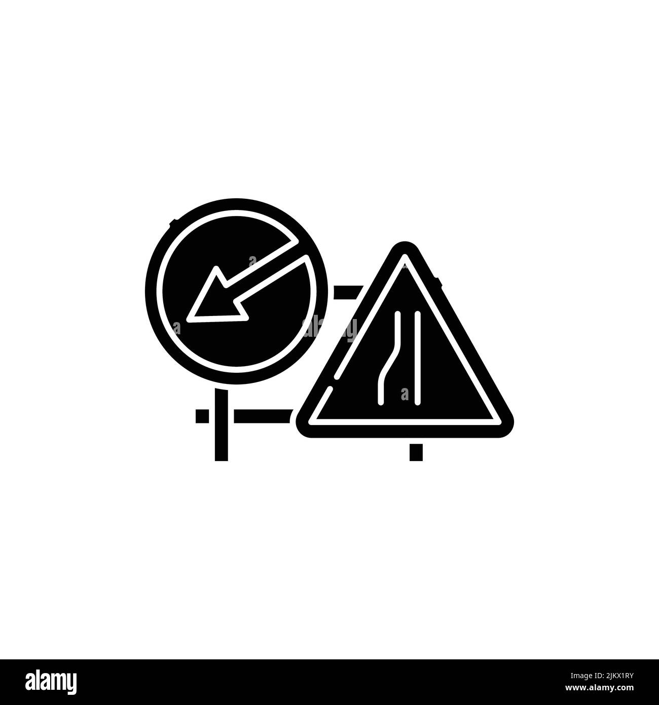 Straßenreparaturschild, Symbol für farbige Linie. Straßenbau ...