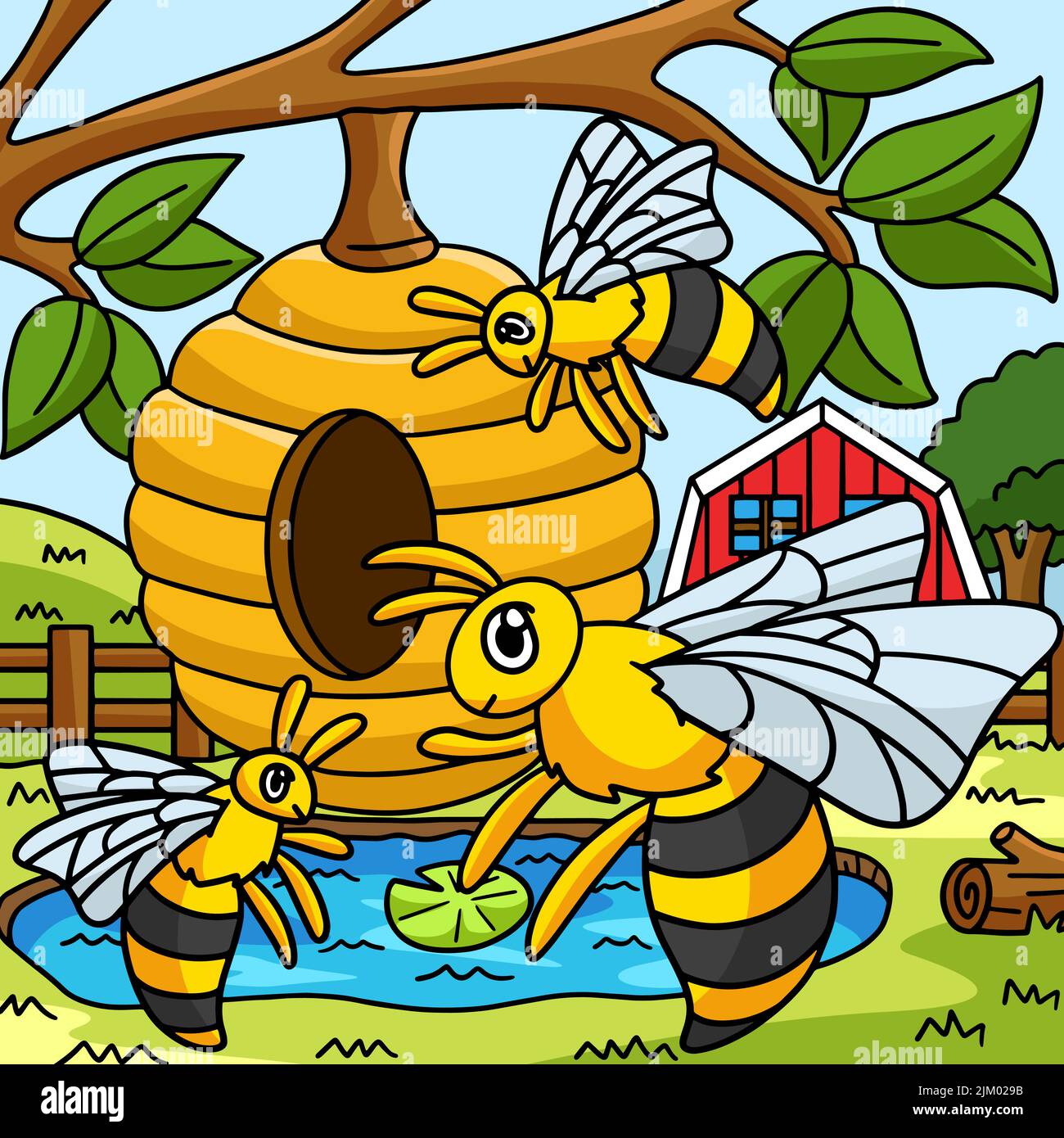 Biene Tier Farbige Cartoon Illustration Stock-Vektorgrafik - Alamy