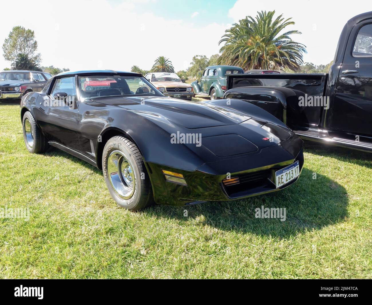 Alte schwarze Sport Chevrolet Corvette C3 Coupé zweitürig um 1980 von ...