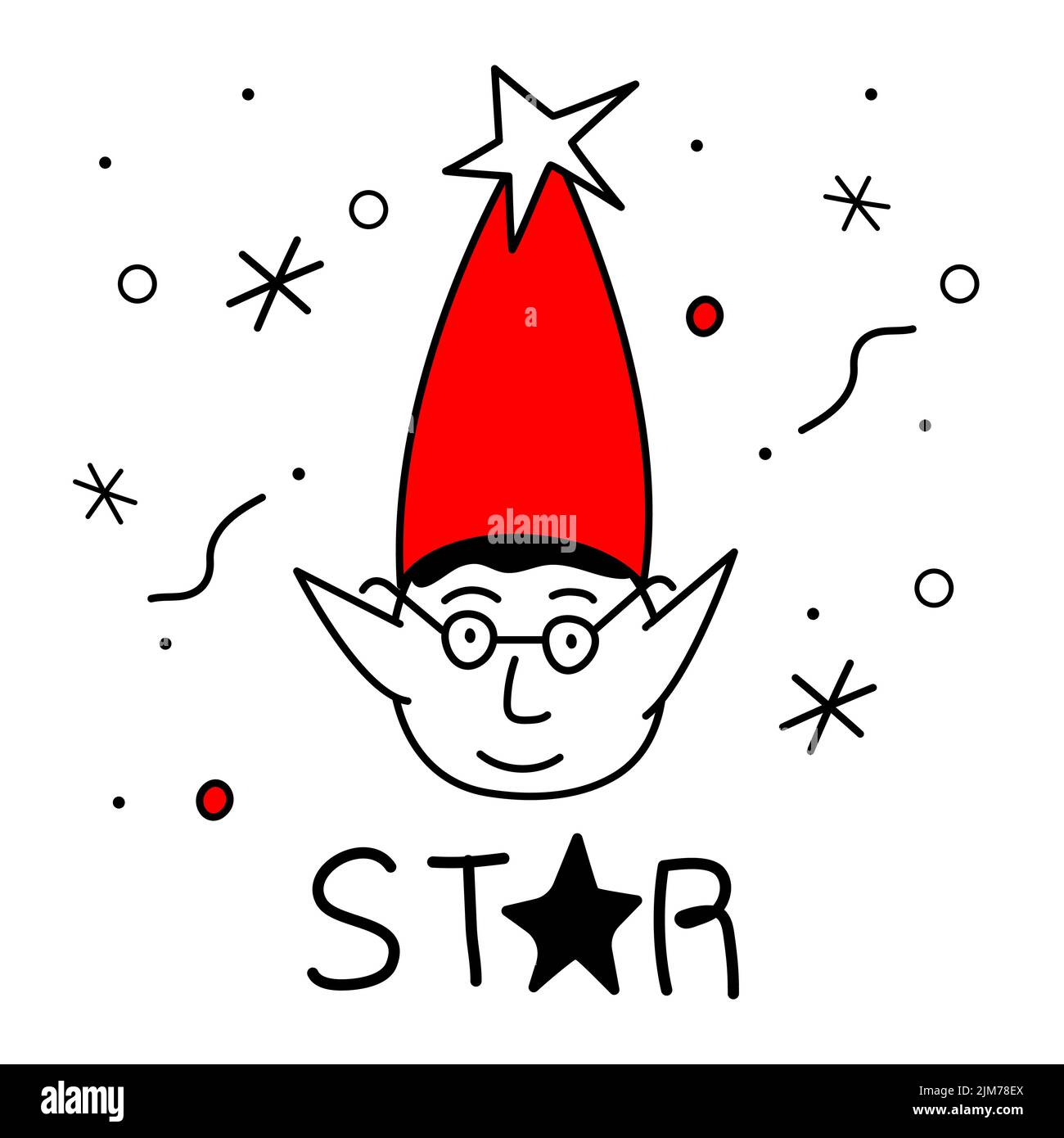 Frohe Weihnachten Avatare Kopf Elf oder gnome und Schriftzug STERN. Die ...
