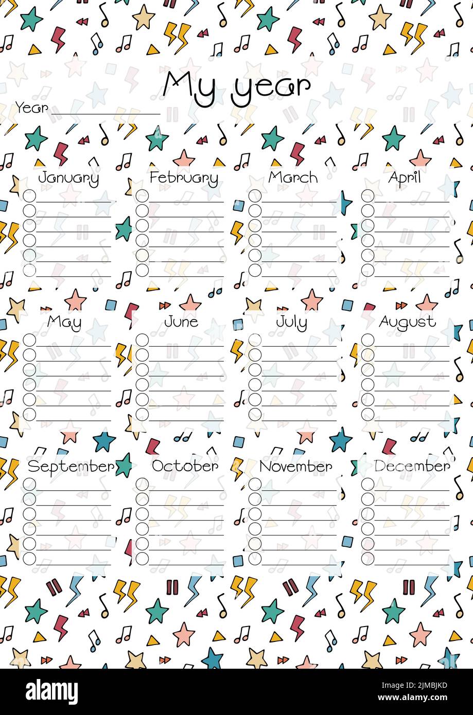 Vorlage für Jahresplaner isoliert. Vektor druckbare Aufgabe Organizer ...