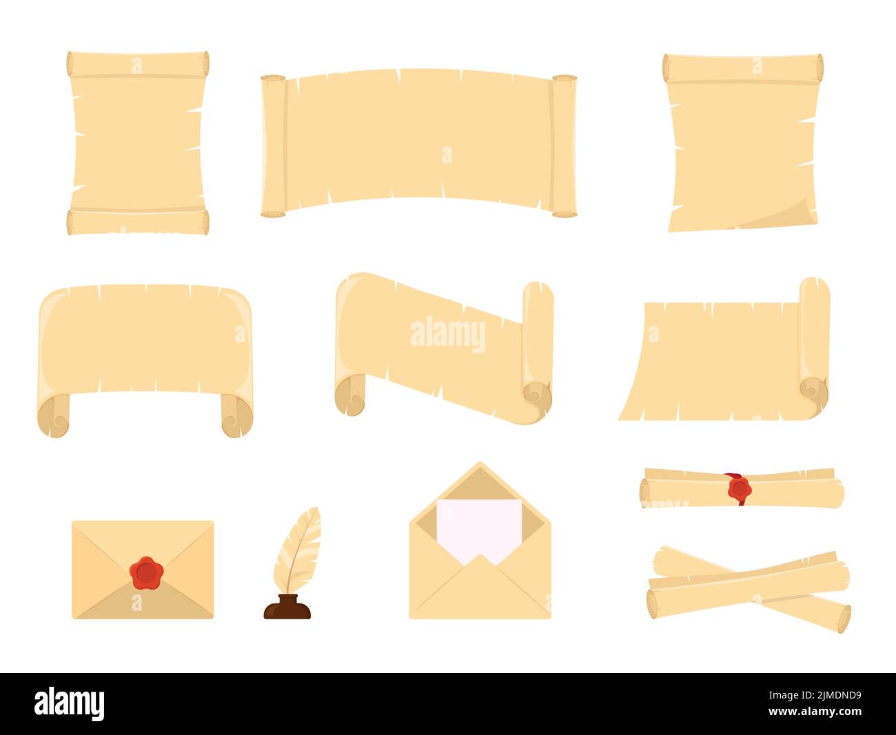 Papyrus-Scroll-Set, Pergamentpapier mit alter Textur, Vektor-Banner ...