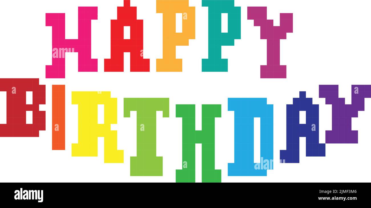 Happy Birthday Banner Pixel Art. Vektor-Illustration Stock-Vektorgrafik ...