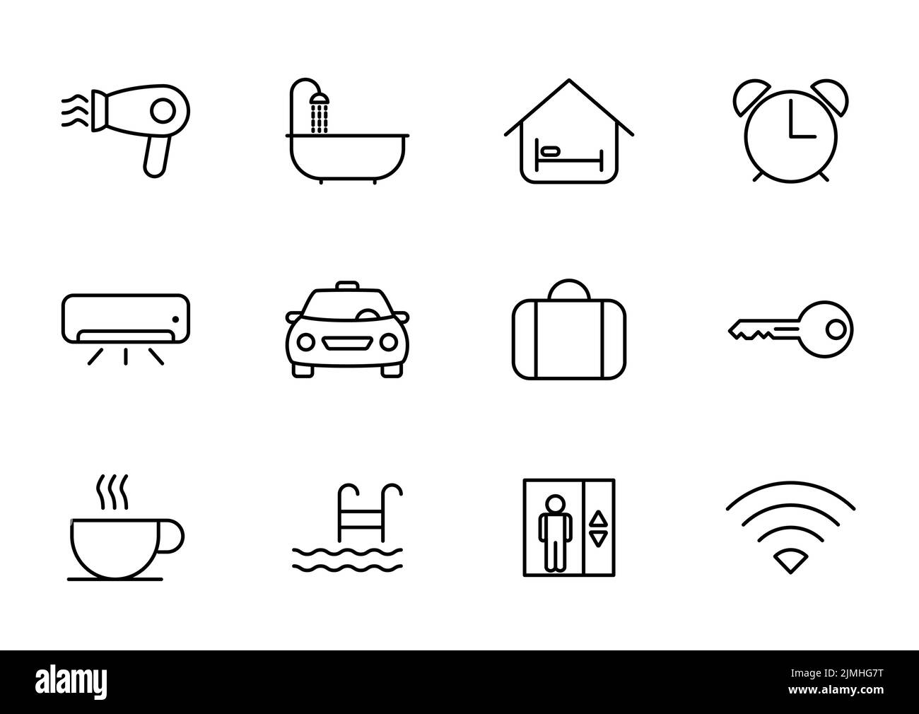Hotel Umriss Vektor-Symbole isoliert auf weiß. Hotel Icon Set für Web ... Hotel Umriss Vektor-Symbole isoliert auf weiß. Hotel Icon Set für Web ...