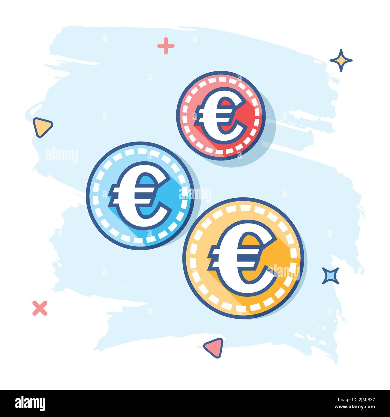 Vektor cartoon Euro-münzen Symbol im Comic-stil. Geld Münze ...