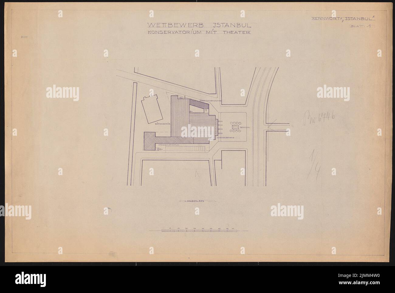 Poelzig Hans (1869-1936), Konservatorium mit Theater, Istanbul (1935 ...