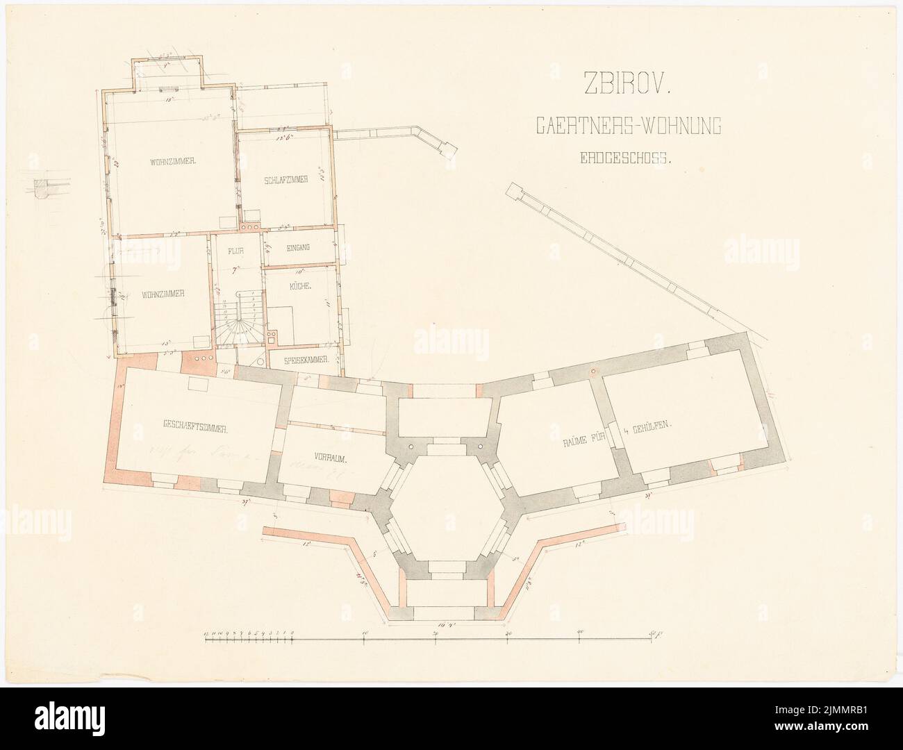 Orth August (1828-1901), Schloss Dr. Strousberg, Zbirow. Umbau (1869 ...