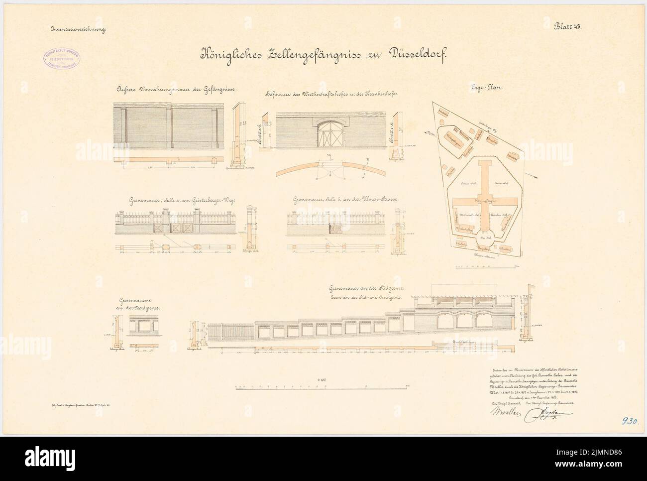 Hasenjäger Emil (geb. 1838), Zellengefängnis in Düsseldorf. Rechte ...