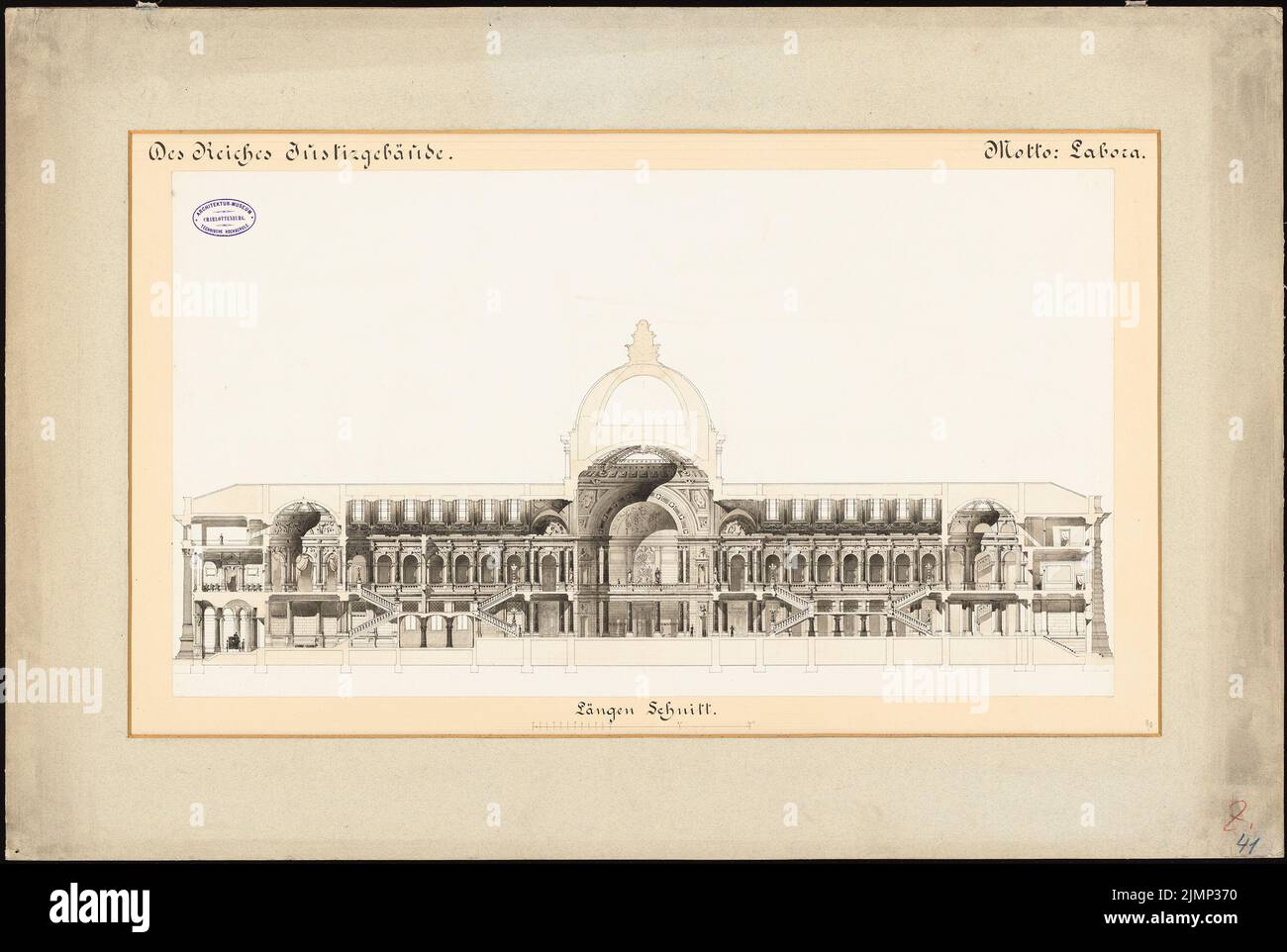 Giesenberg Edgar (1851-1892), Reichsgericht in Leipzig (ohne Datum): Längsschnitt mit ...