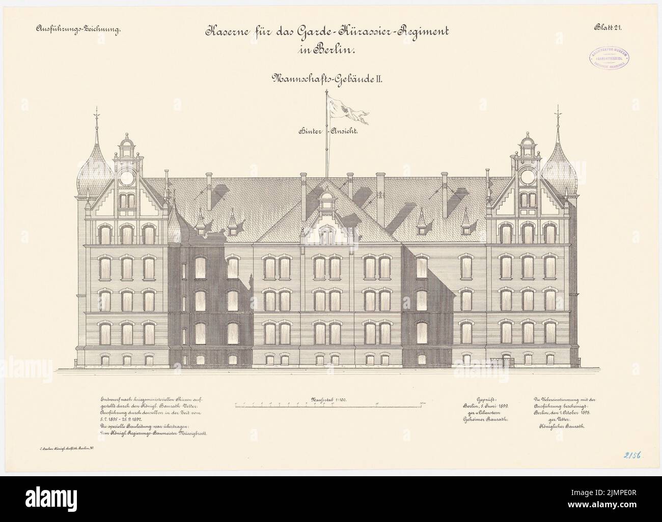 Cousin, Kaserne des Garde-Cuerassier-Regiments und des Queen-Augusta-Garde-Grenadier-Regiments ...