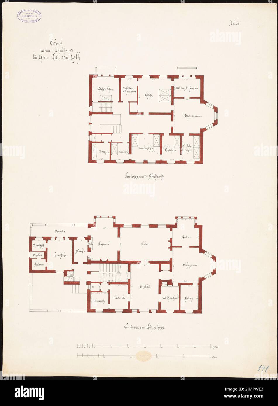 Raschdorff Julius (1823-1914), Landhaus aus dem Rath. 2. Projekt (ohne ...