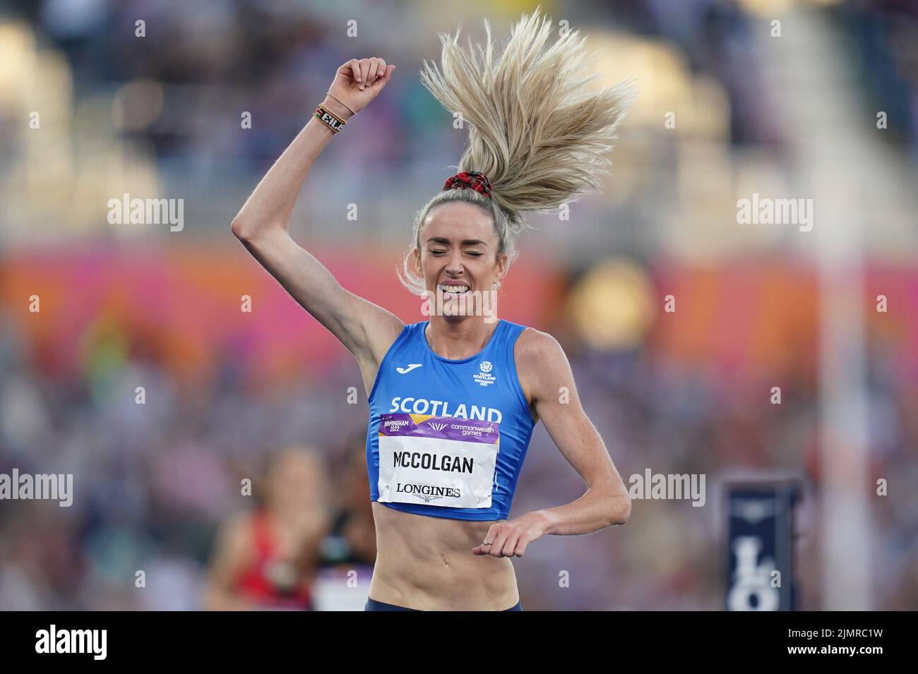 Eilish McColgan aus Schottland feiert, nachdem sie am zehnten Tag der ...