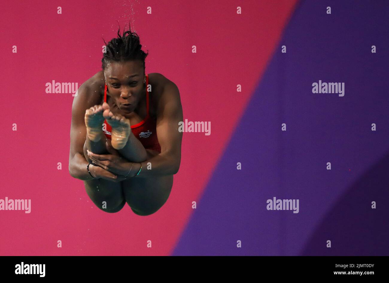 Die Engländerin Desharne Bent-Ashmeil in Aktion während des Springboard ...