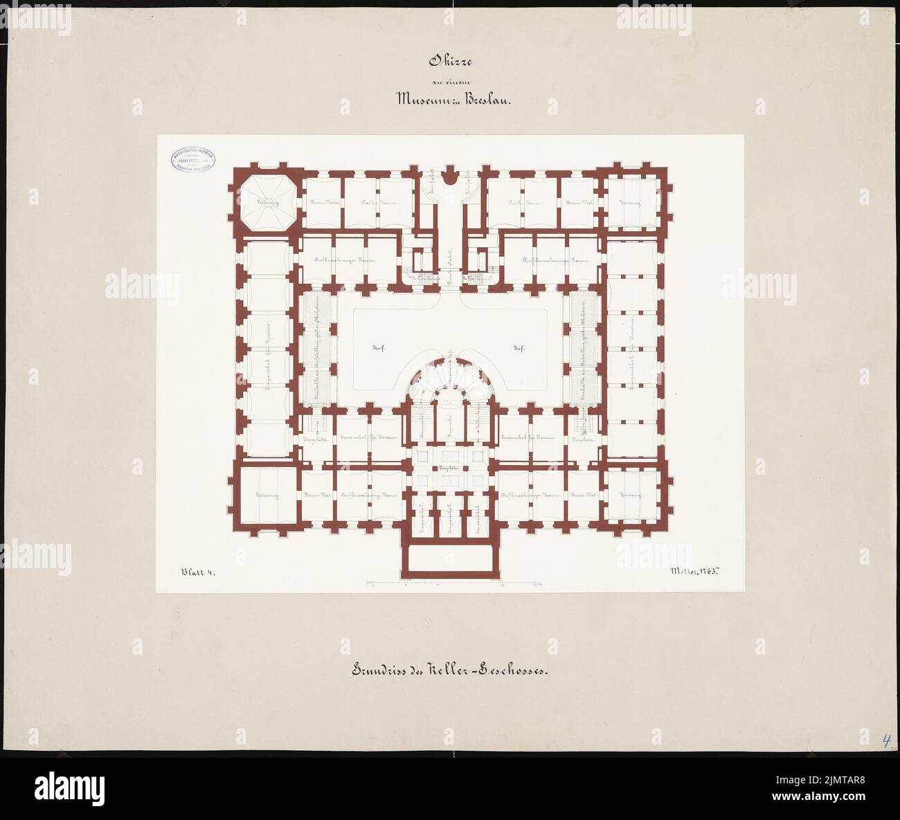 Wolff Fritz (1847-1921), Landesmuseum, Breslau (1873): Grundriss KG ...